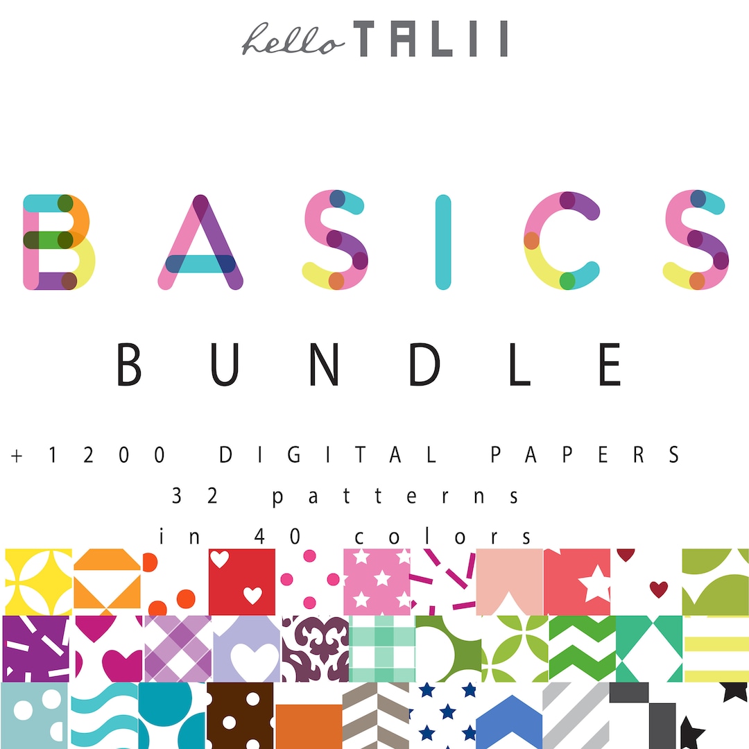 Big BASICS RAINBOW BUNDLE- +1300 Rainbow Colors Digital Paper- 33 Basic ...