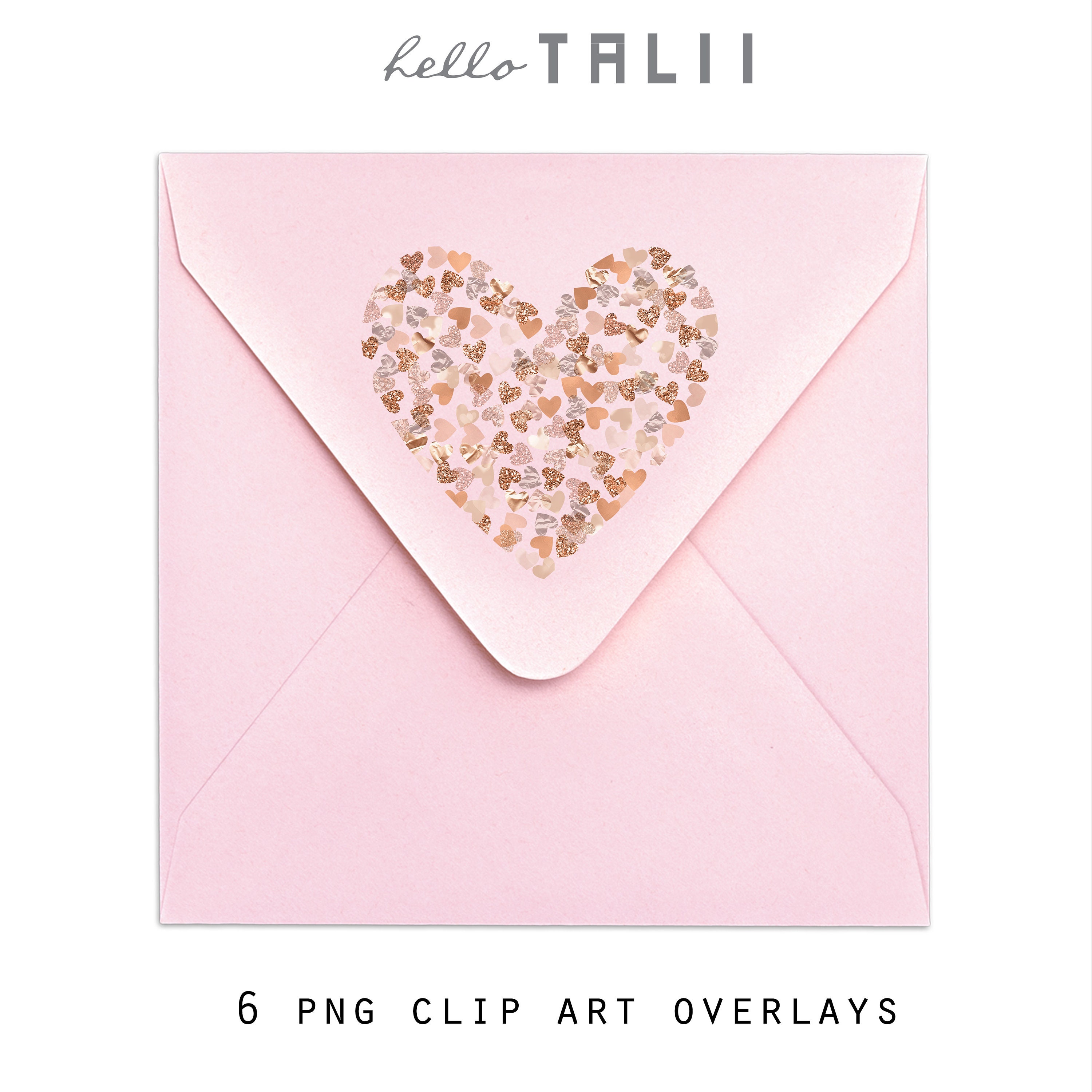 Rose Gold HEARTS Clipart Overlays Confetti Copper Hearts | Etsy