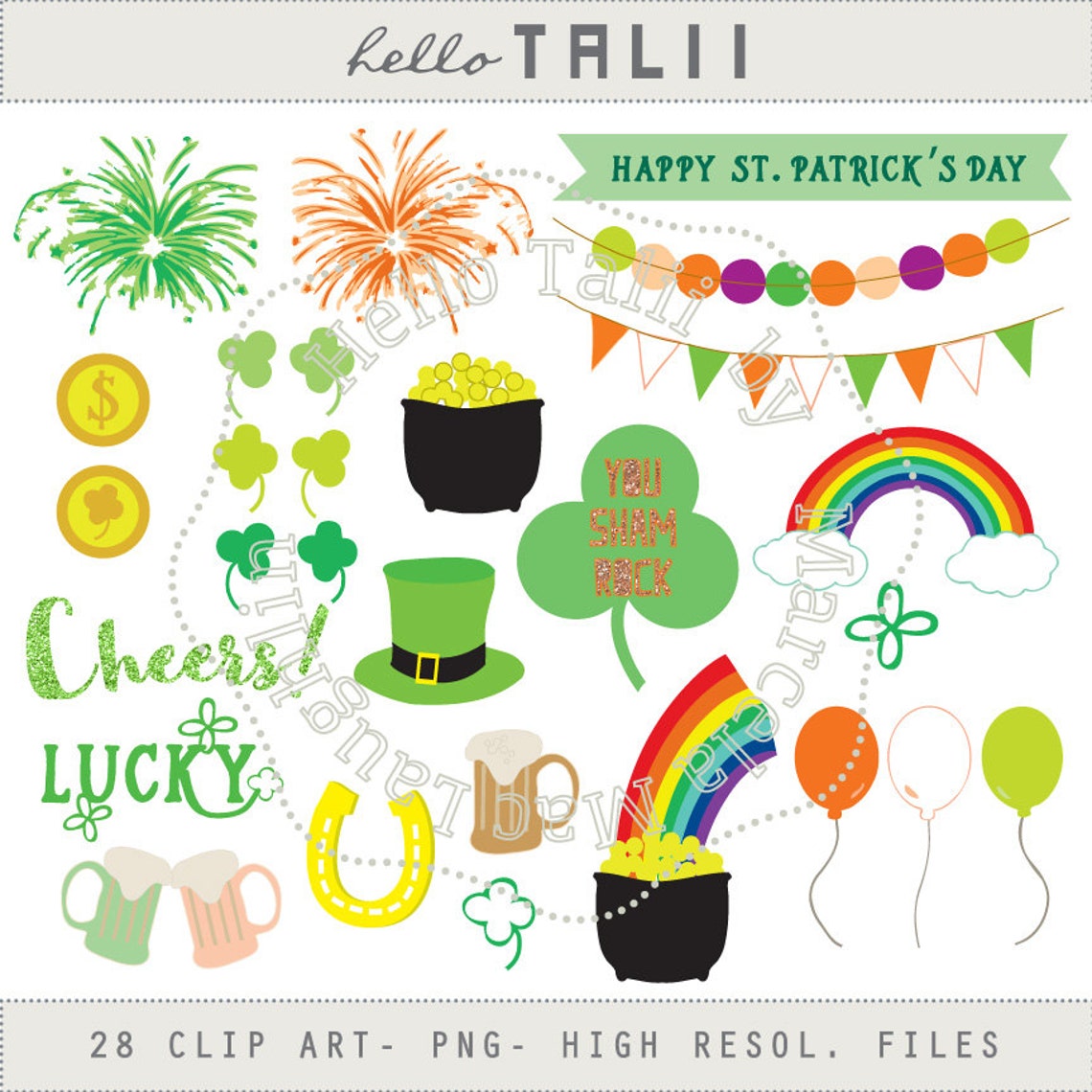 ST PATRICK'S Day BUNDLE Clipart Digital Papers Happy St - Etsy
