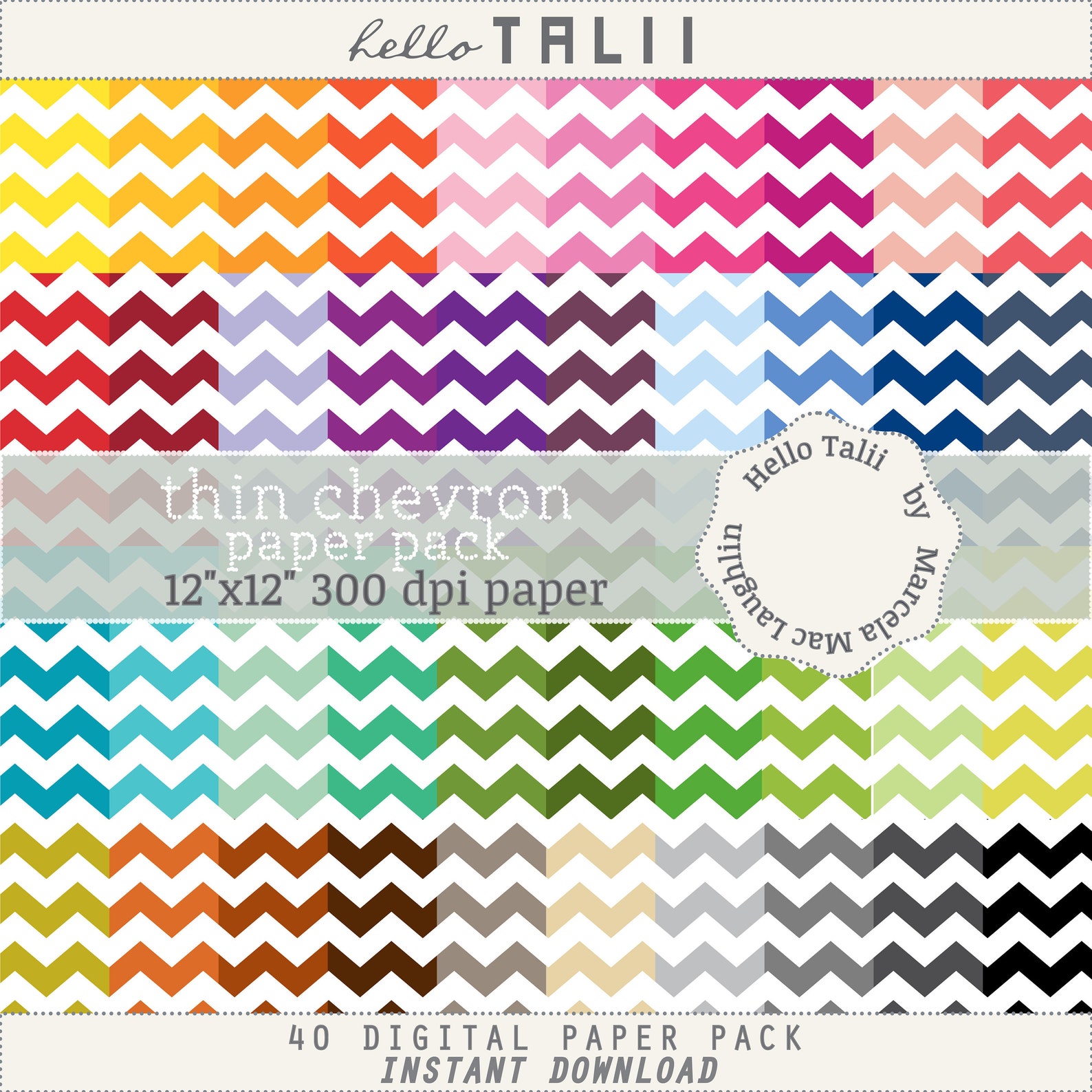 Thin Chevron DIGITAL PAPER Fine CHEVRON Backgrounds Rainbow - Etsy