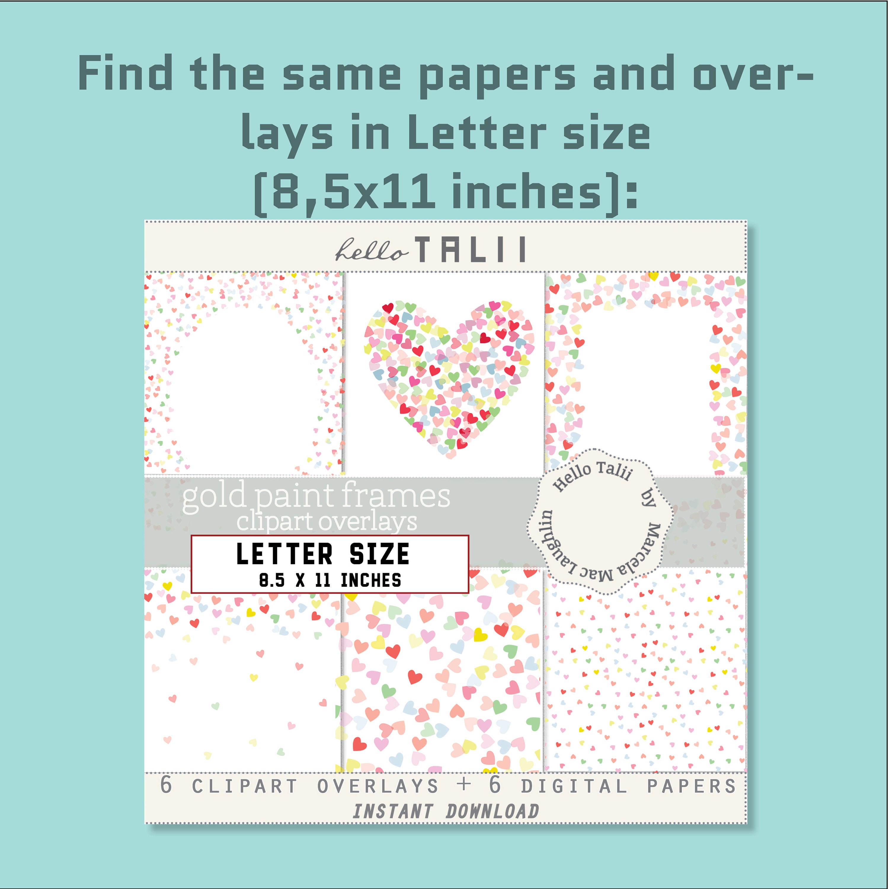 Rainbow HEARTS Overlays Transparent PNG JPG Digital Papers - Etsy