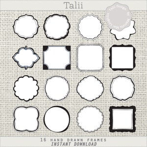 Handdrawn Frames CLIP ART LABELS- 16 Frames Labels Tags Hand Drawn ...