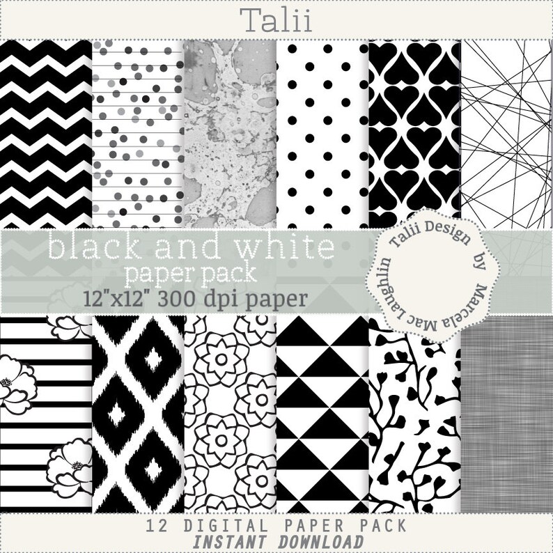 Black and White Digital Paper-black & WHITE Backgrounds - Etsy