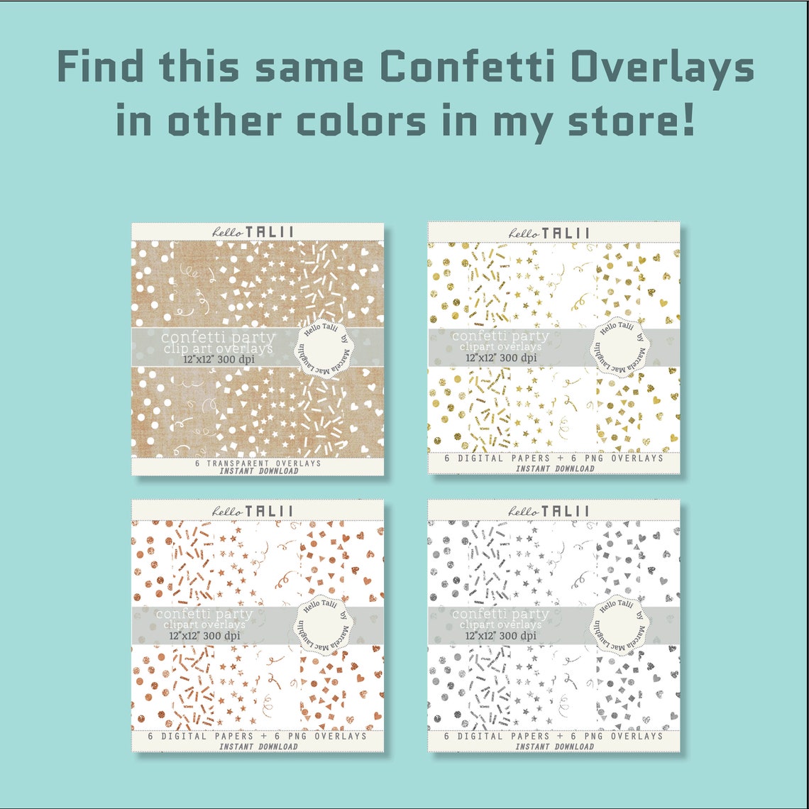 ROSE GOLD Confetti Overlays Glitter Confetti Clipart - Etsy