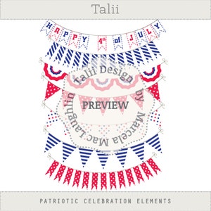 BUNTING Flags Clip Art 4th of JULY- Stars N Stripes American Flags ...