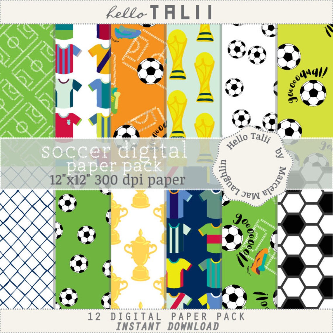 SOCCER Digital Paper World Cup Soccer Backgrounds Football | Etsy