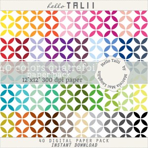 Rainbow QUATREFOIL Digital Paper Retro Pop Trellis Backgrounds Four ...
