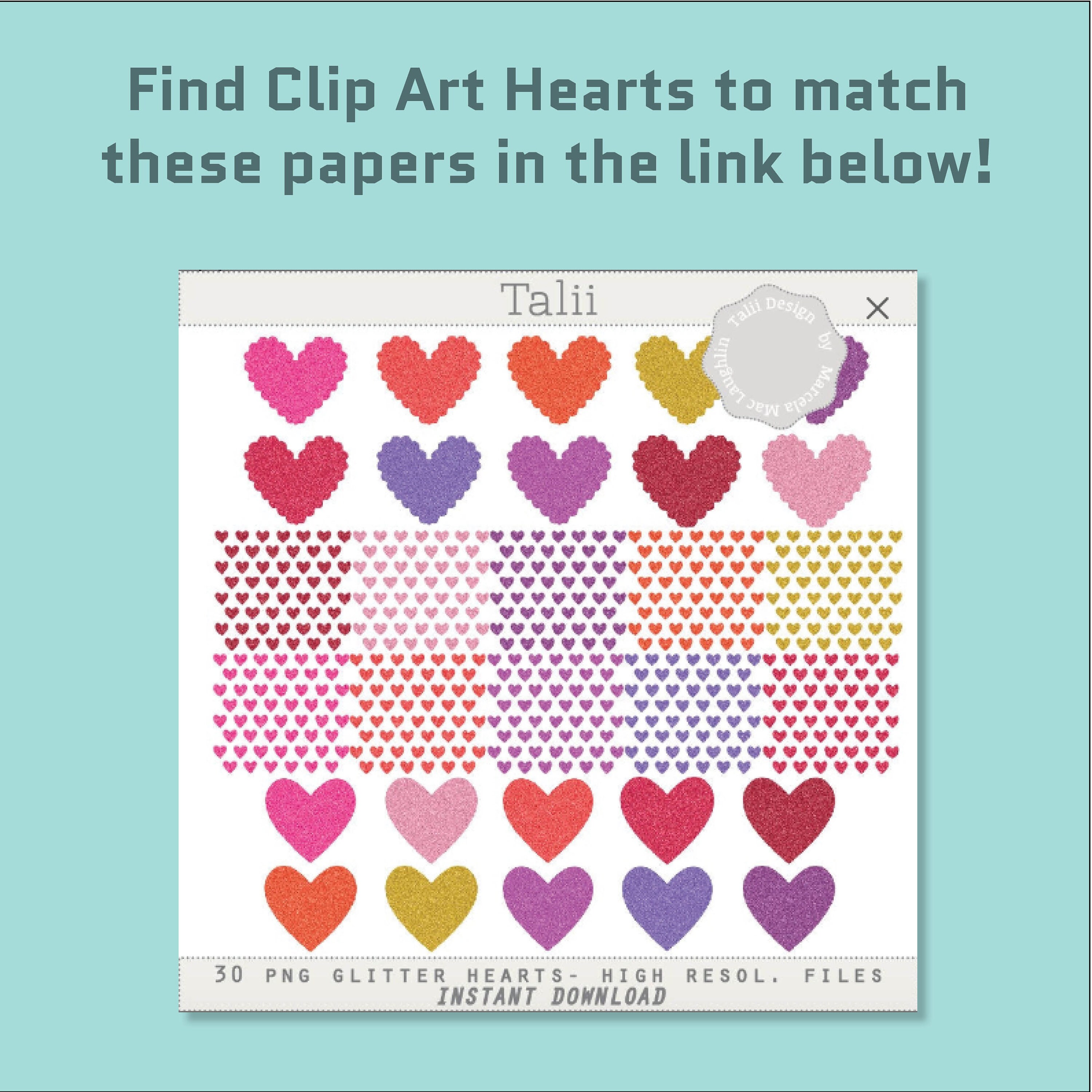 Sweet Valentine DIGITAL PAPER PACK Hearts Stripes and Dots | Etsy