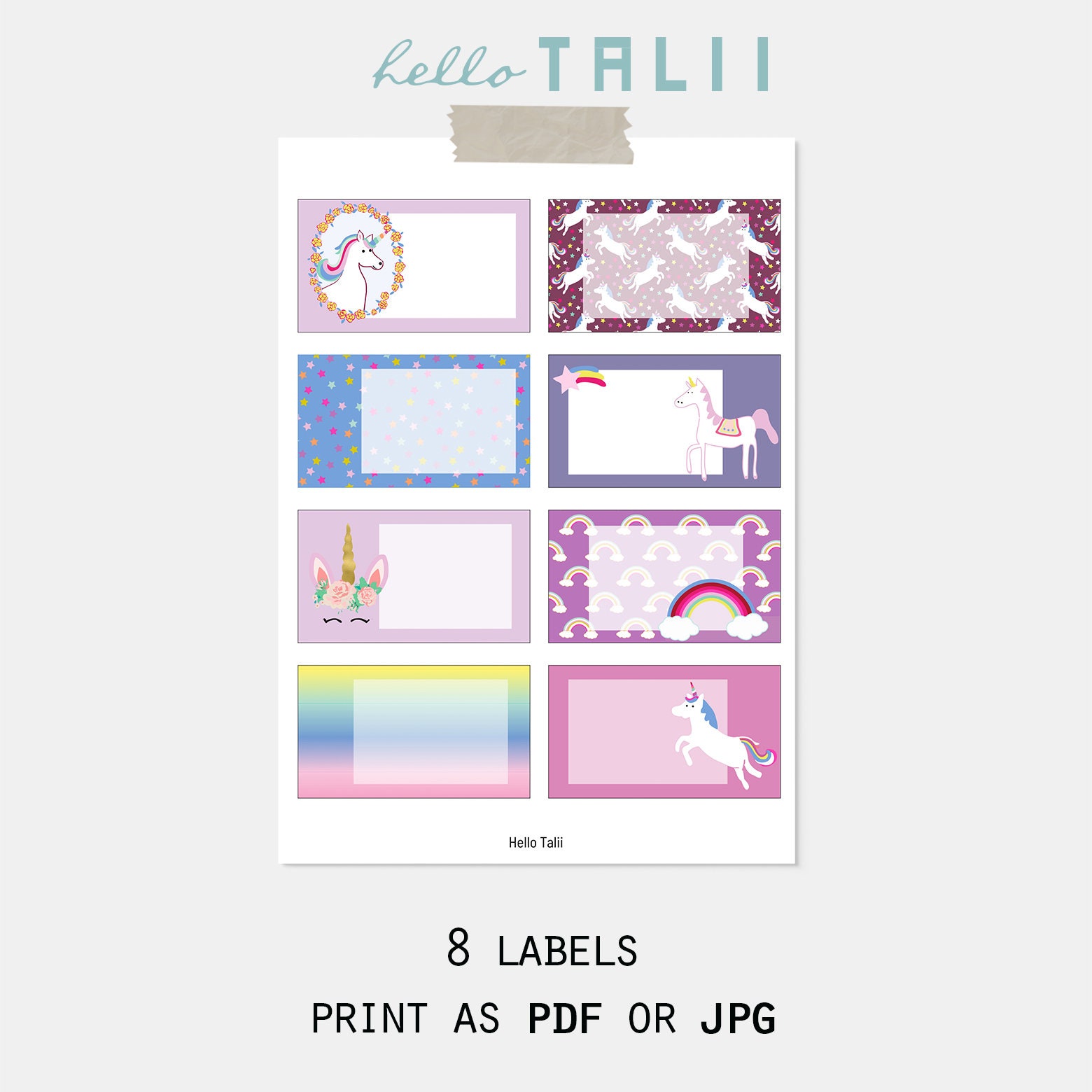 UNICORN PRINTABLE LABELS - Rectangular Unicorn Name Labels Back to ...