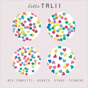 Confetti FRAMES Clipart Overlays + Digital Papers- RAINBOW Hearts Stars ...