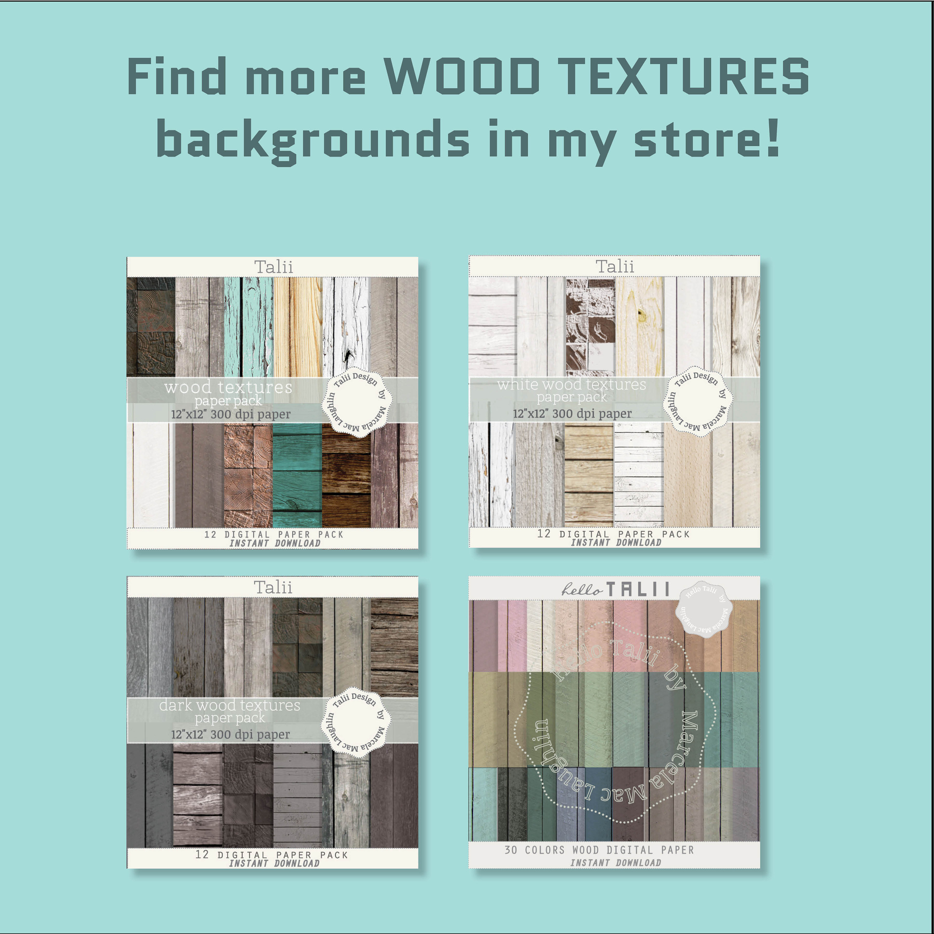 Color Wood DIGITAL PAPER- 30 Colored Wood Backgrounds Shabby Chic Wood ...