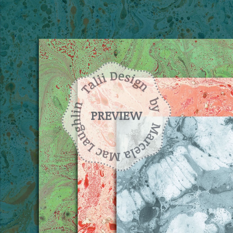 Red Marble DIGITAL PAPER Handmade Fine Marbled Paper Holiday | Etsy