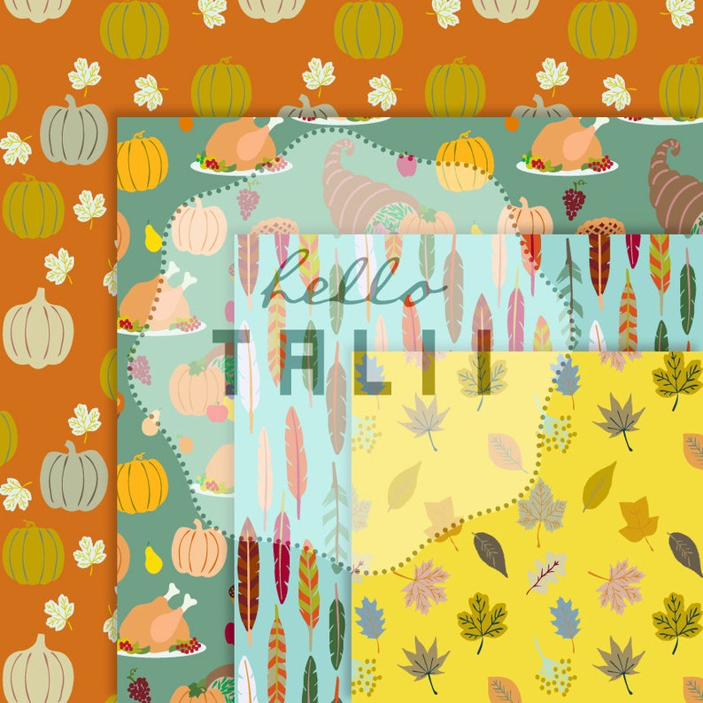 Happy THANKSGIVING Digital Paper Thanksgiving Decor Turkey | Etsy