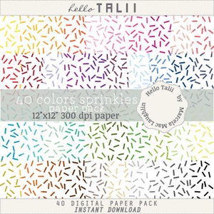 RAINBOW Sprinkles DIGITAL PAPER- Confetti Sprinkles Backgrounds Bright ...