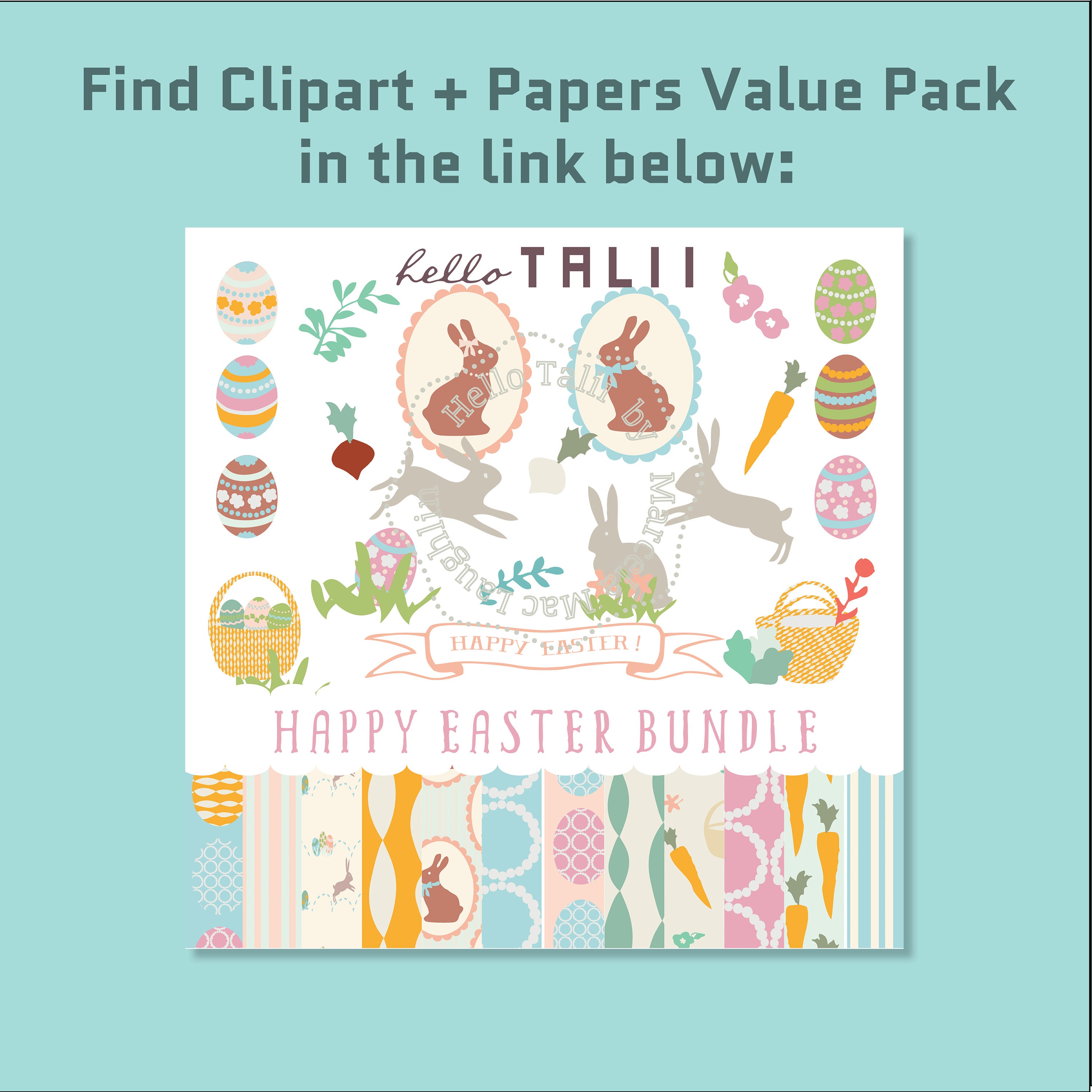 Happy Easter Clipart Digital Easter Clip Art Graphics EASTER | Etsy