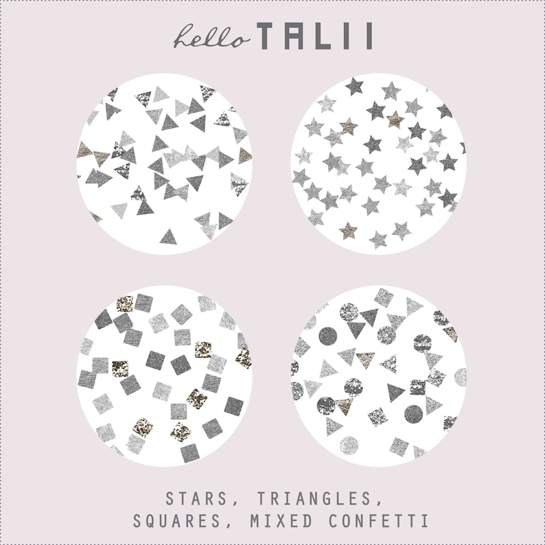 SILVER GLITTER CONFETTI Borders Clip Art- 8 Borders Silver Confetti ...