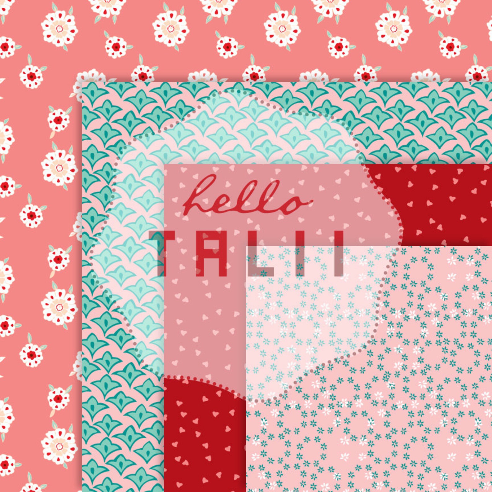 Pink Flowers Digital Paper SWEET FLORALS- Floral Backgrounds Hearts ...