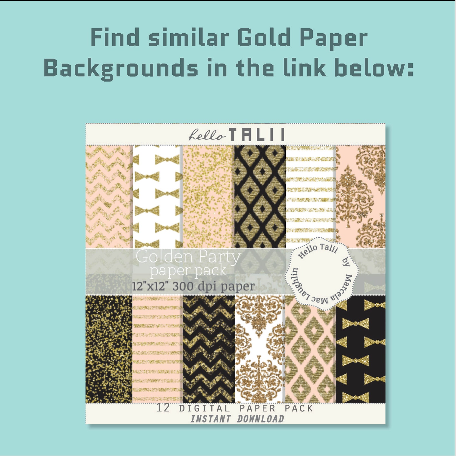 Christmas Digital Paper LUXURY CHRISTMAS- Red Gold Green Mint ...