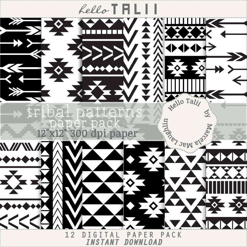 Black And White Aztec Print