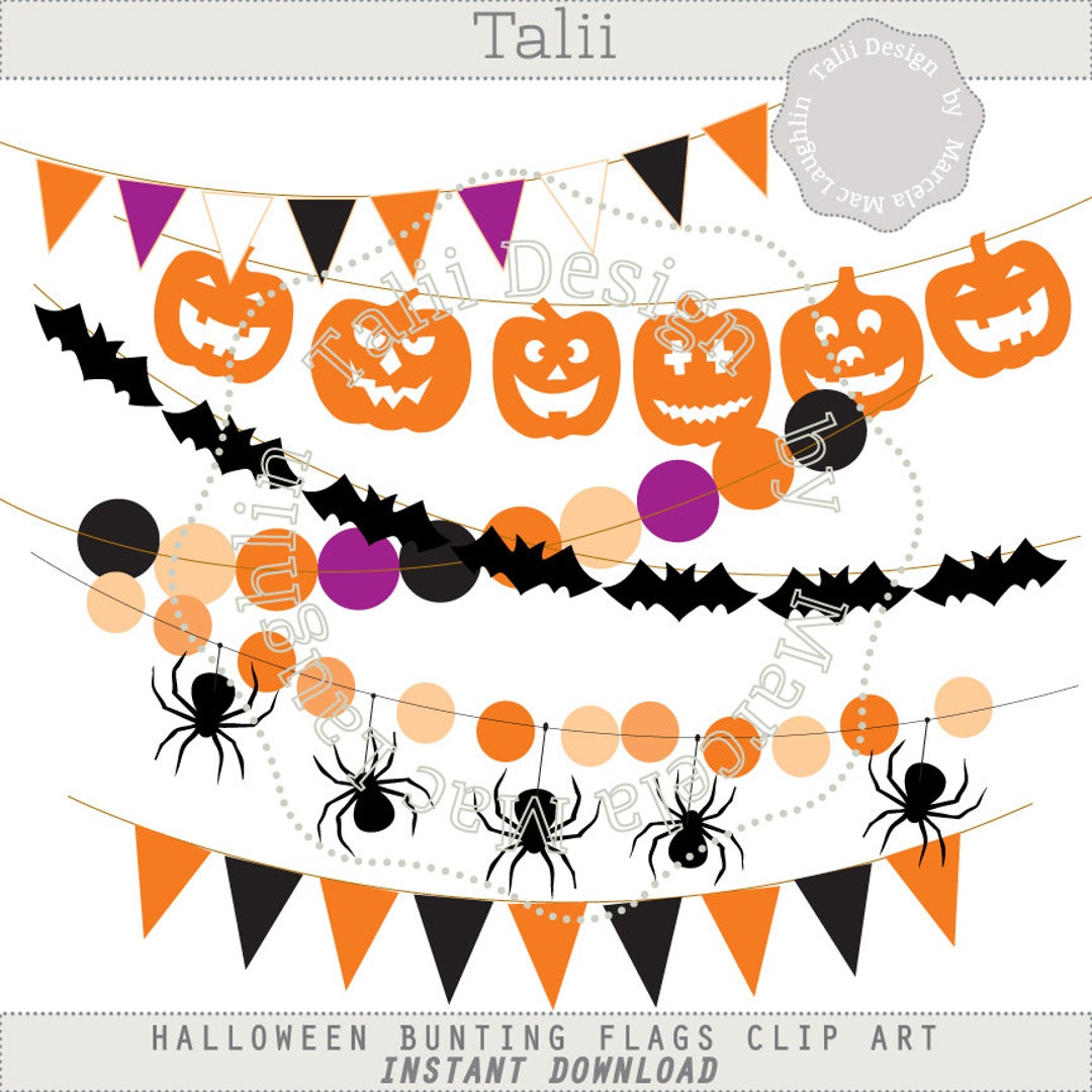 Halloween Clipart HALLOWEEN Bunting Flags and Banners- Clipart Flags ...