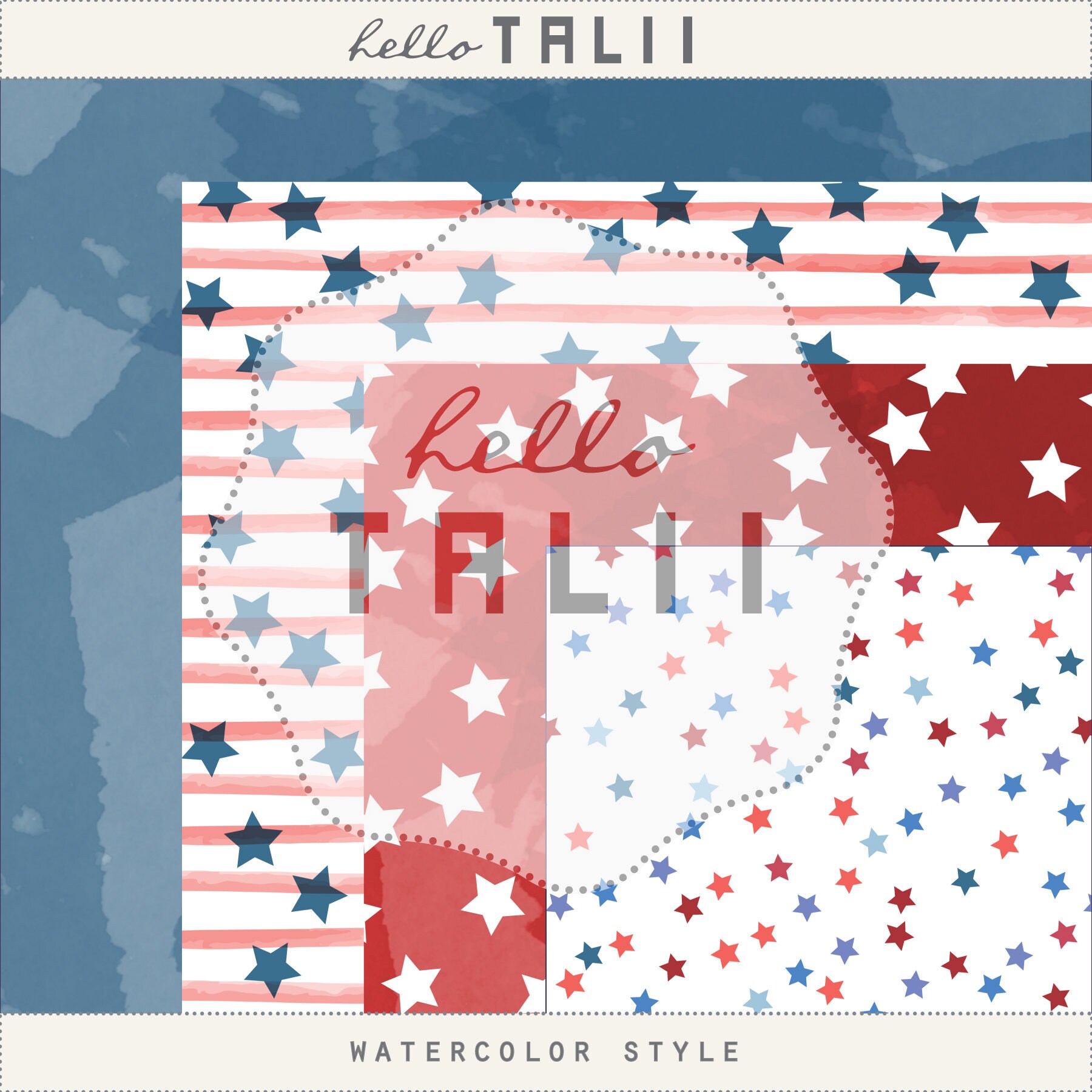 WATERCOLOR 4th of July Digital Paper 14 Watercolor Red White | Etsy