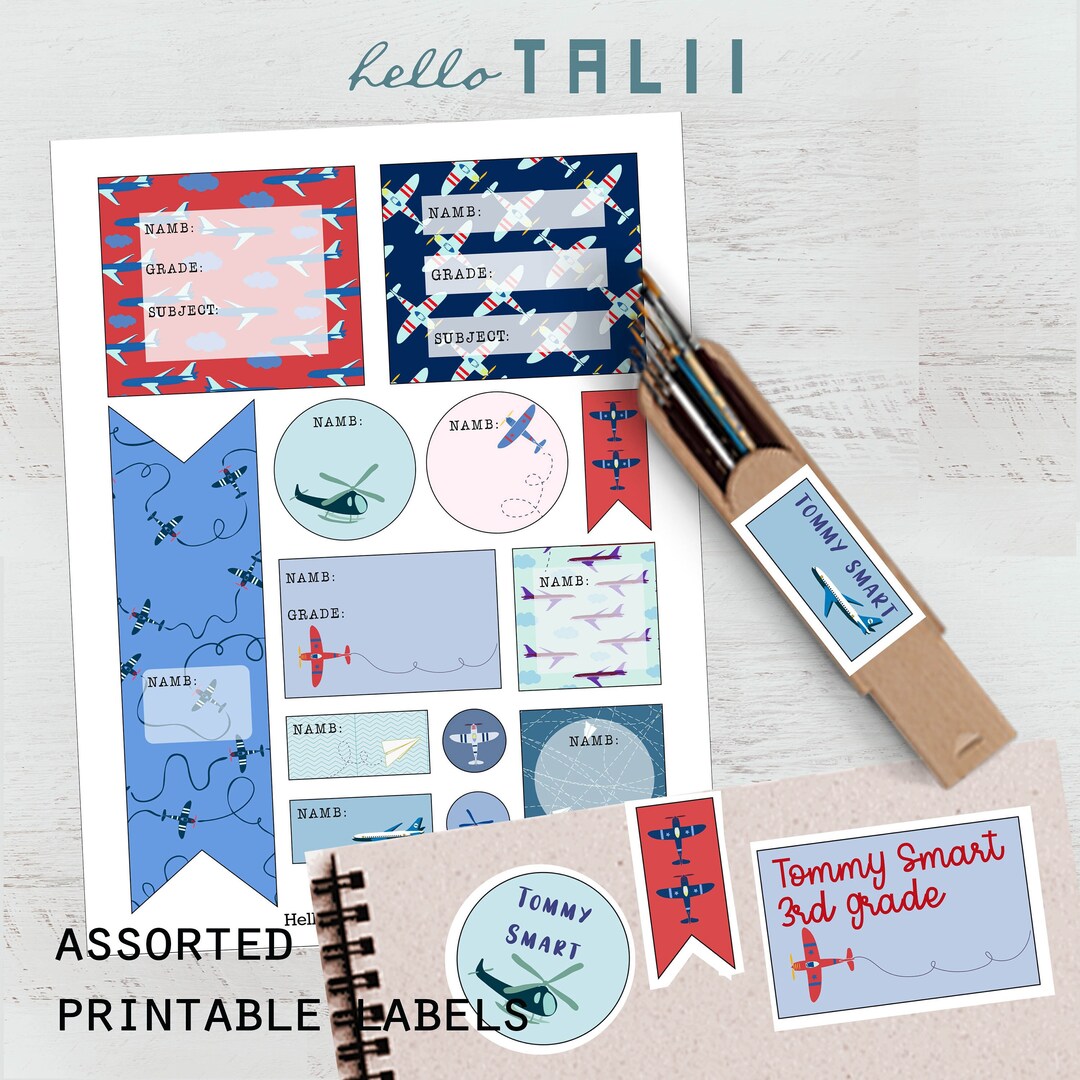 AIRPLANES PRINTABLE LABELS Assorted Labels Airplanes and Aircrafts in ...