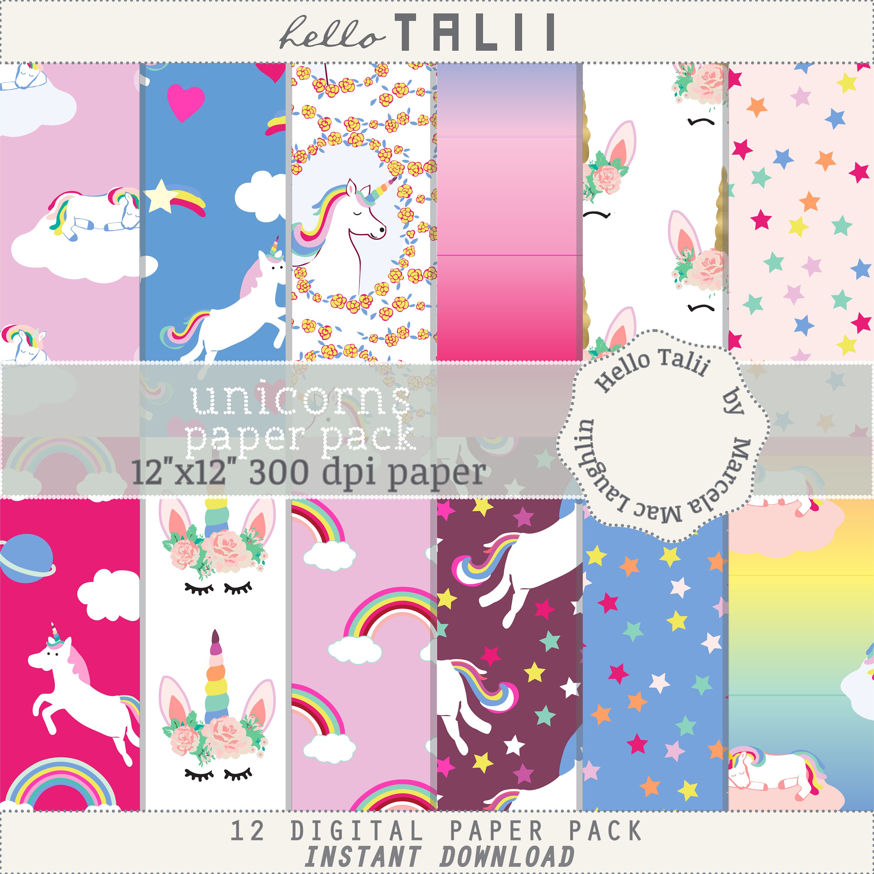 UNICORN Digital Paper Magical Unicorn Party Paper Birthday - Etsy