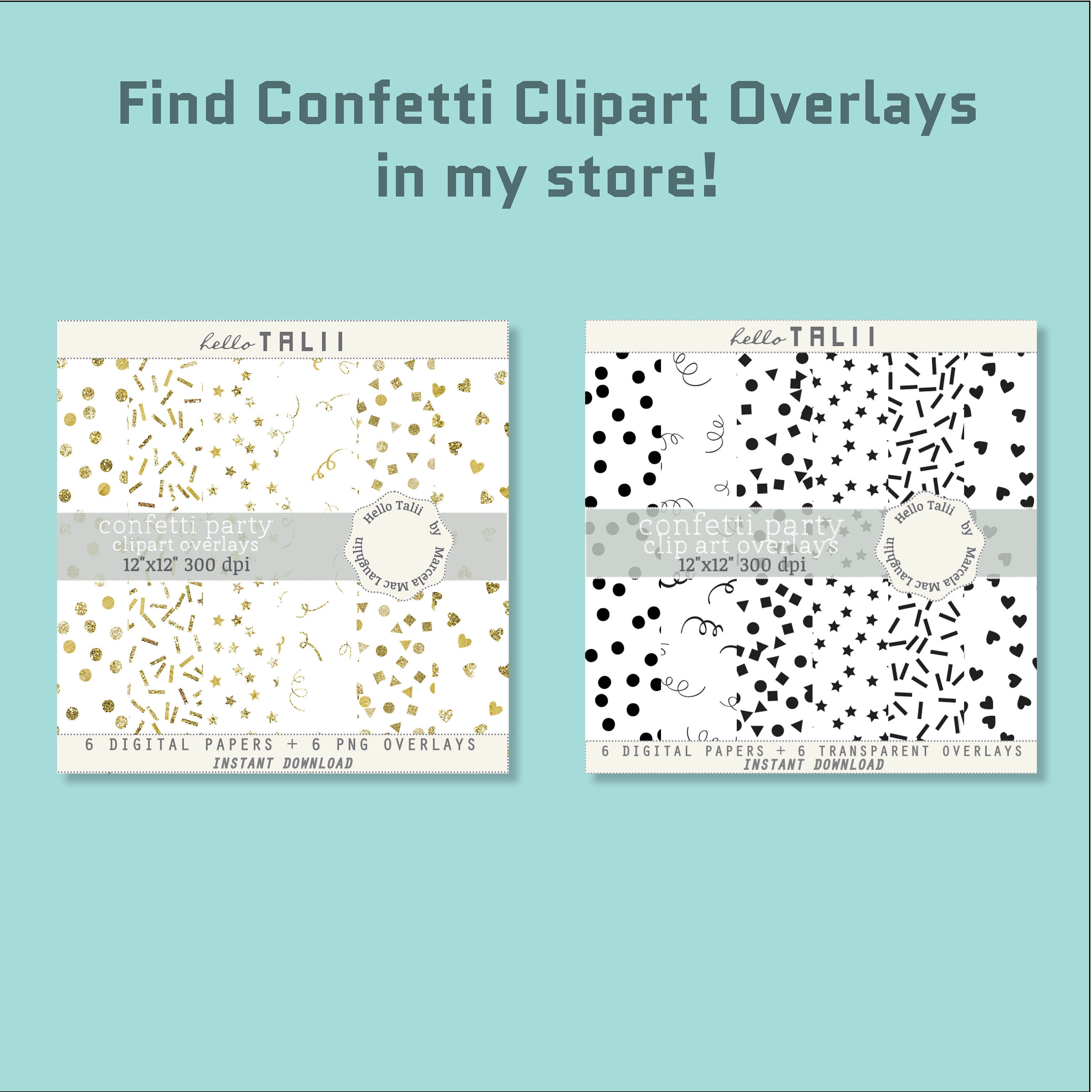 Green and Gold CONFETTI Digital Paper- Christmas Glitter Confetti Party ...