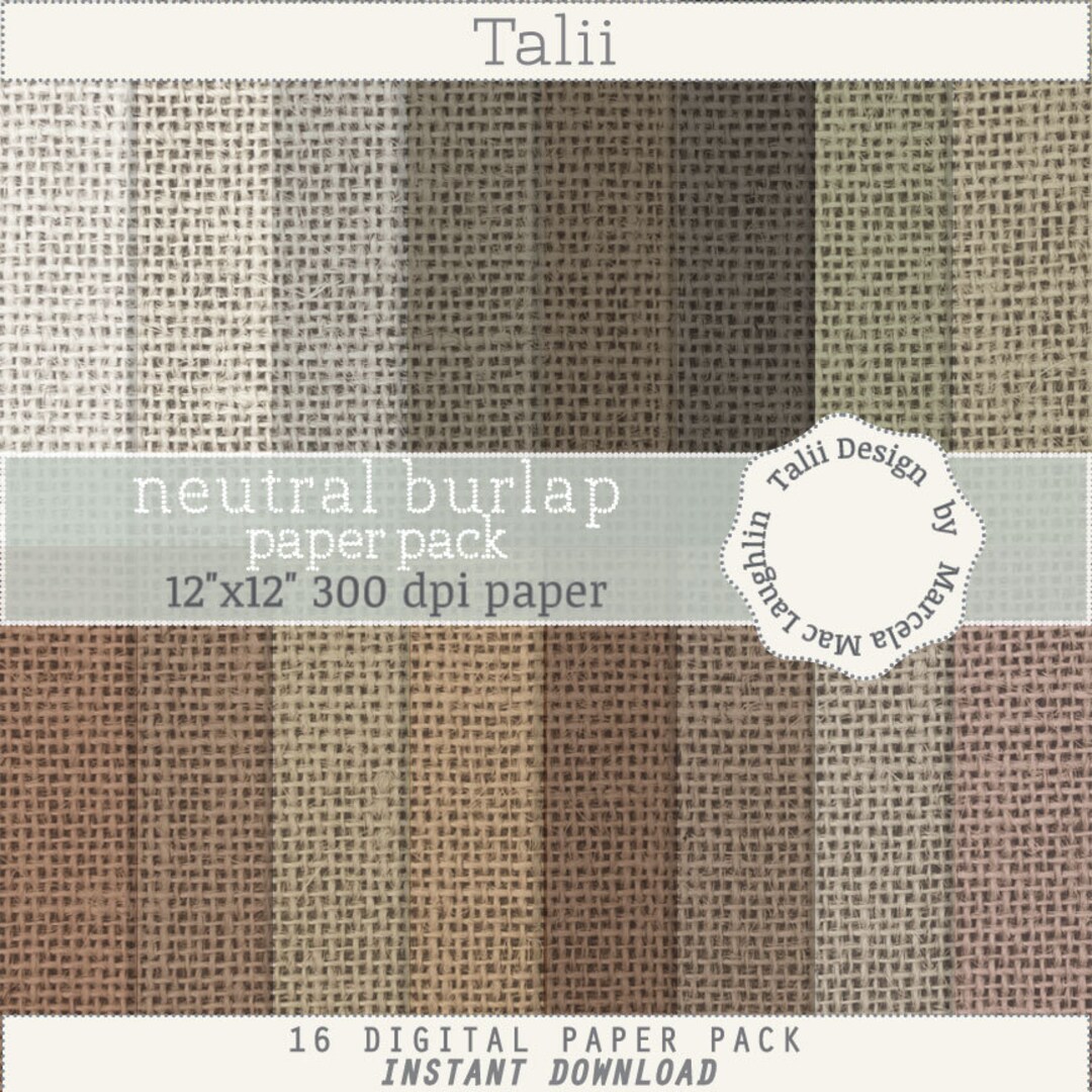 Burlap Digital Paper BURLAP PAPER- 16 Rustic Wedding Natural Color ...