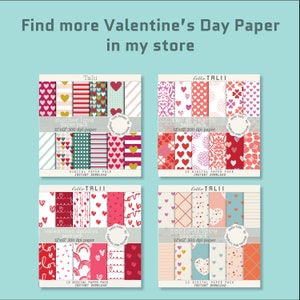 Sweet Valentine DIGITAL PAPER PACK- Hearts Stripes and Dots Backgrounds ...