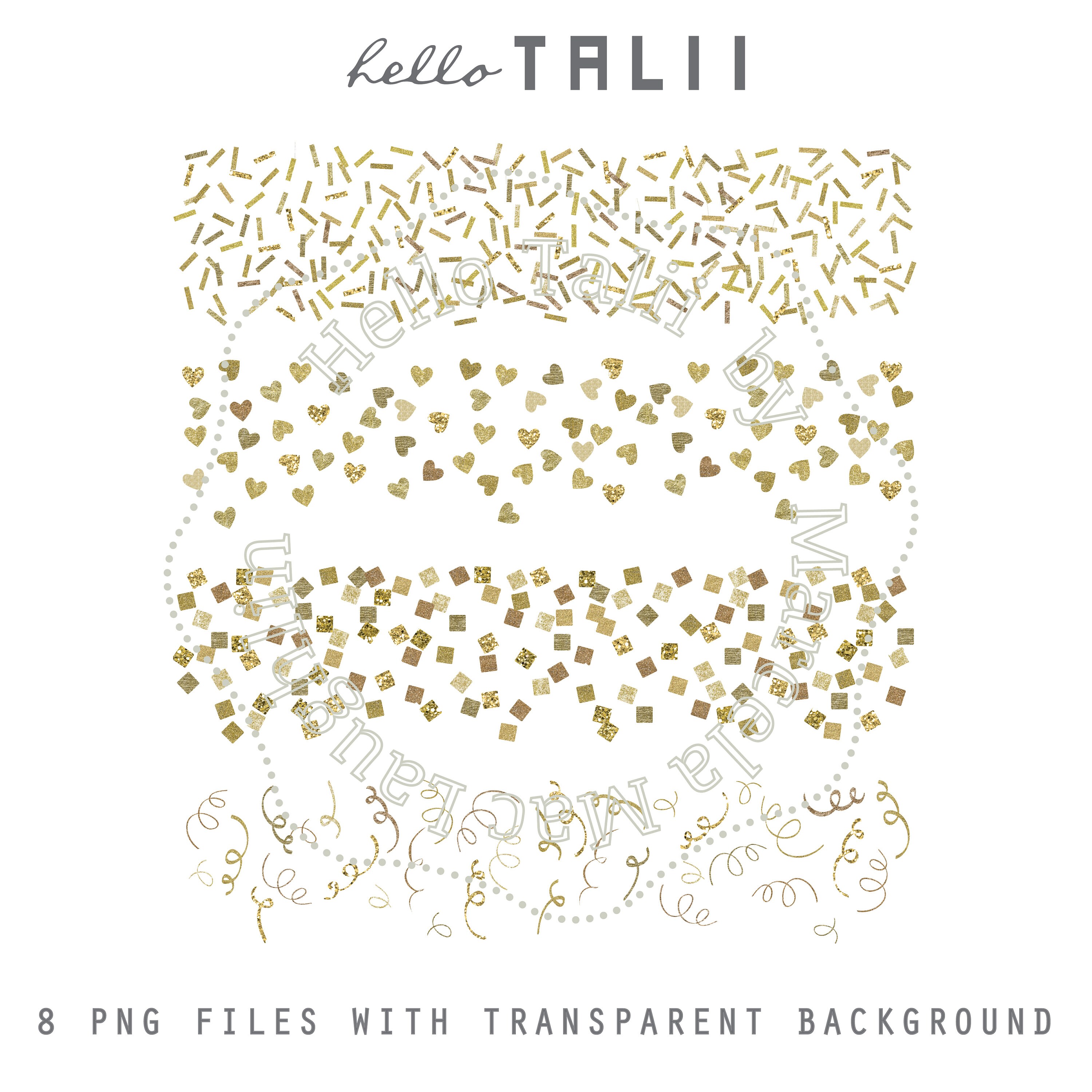 Bordes de Confetti Dorado CLIP ART 8 bordes digitales con | Etsy