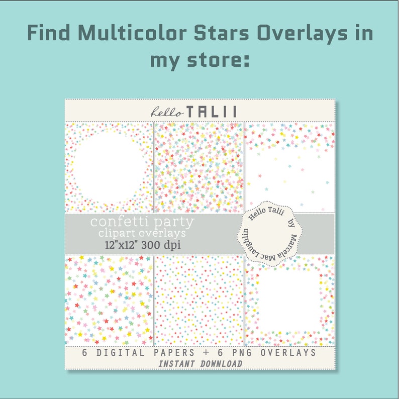 RAINBOW and GOLD STARS Confetti Overlays Transparent Png + Digital ...