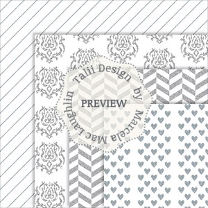 Silver Digital Paper WHITE and SILVER WEDDING Paper Silver Glitter Grey ...