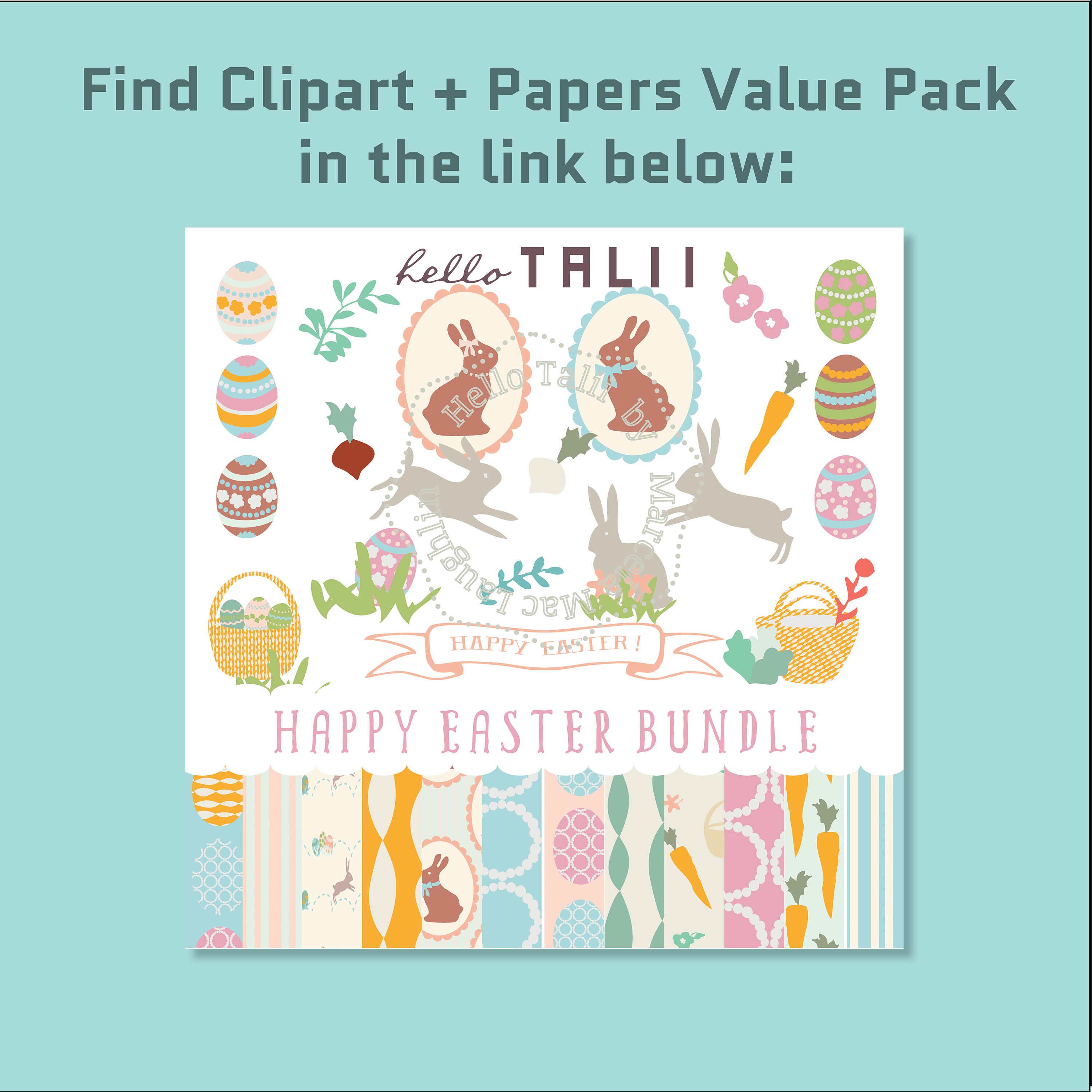 EASTER BUNNIES Digital Paper Vintage Happy Easter Pastel - Etsy