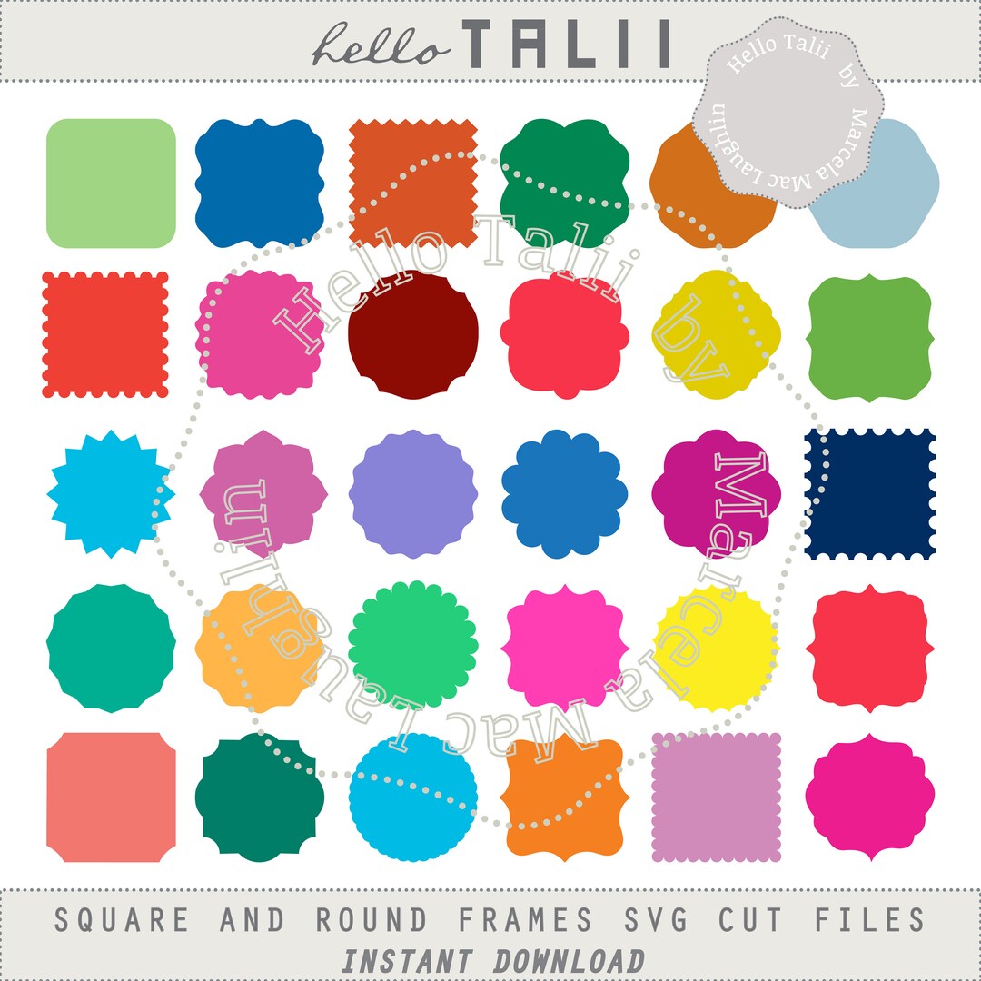 SQUARE and ROUND Frames SVG Cut Files- 30 Digital Square Circular ...
