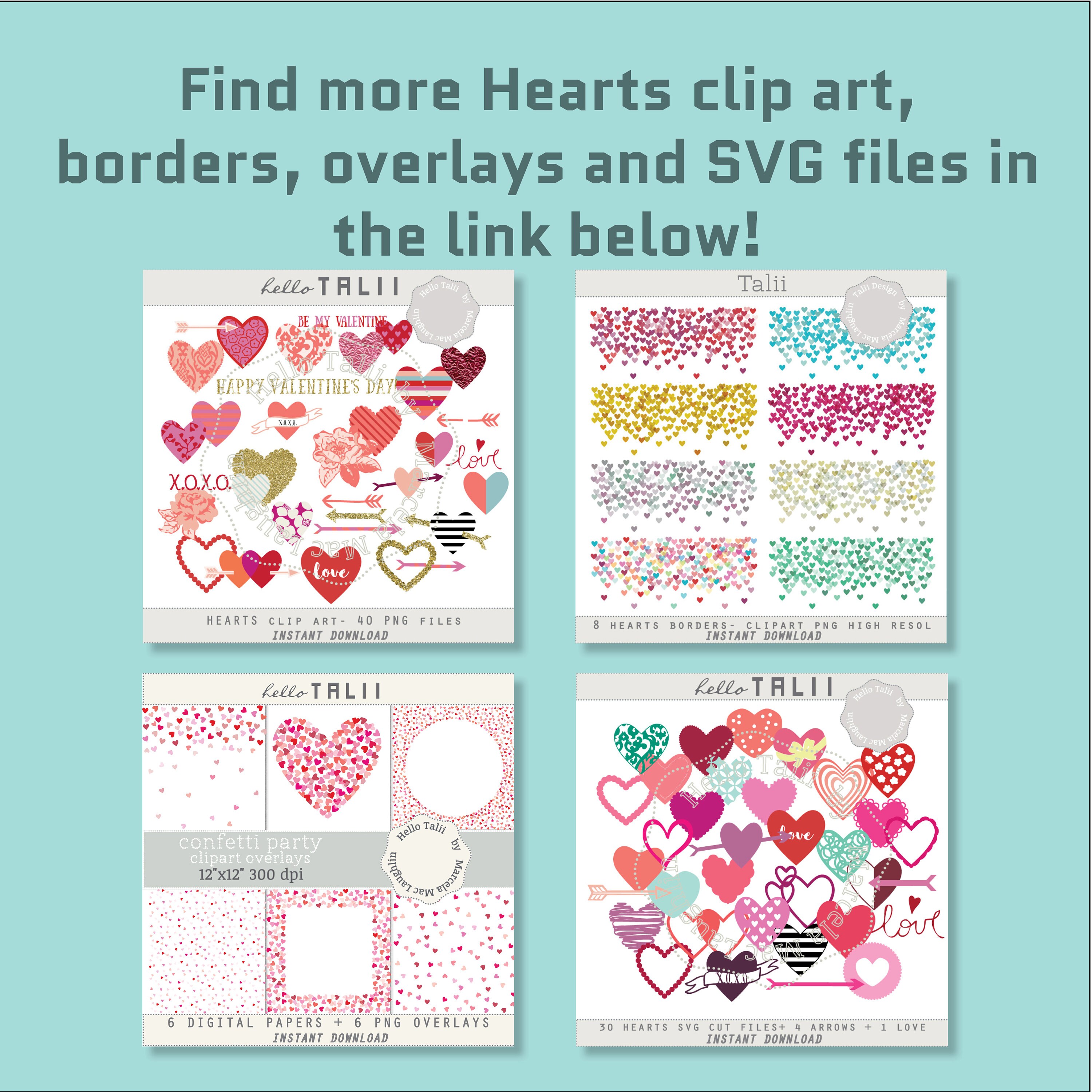 Valentines DAY Digital Paper- Valentine's Day DOODLES Backgrounds Red ...