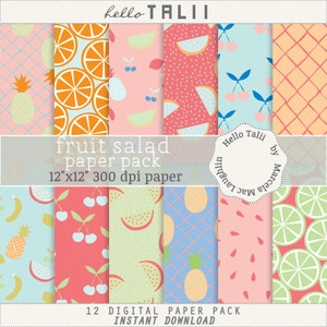 TUTTI FRUTTI Digital Paper- FRUIT Salad Backgrounds Pineapples ...