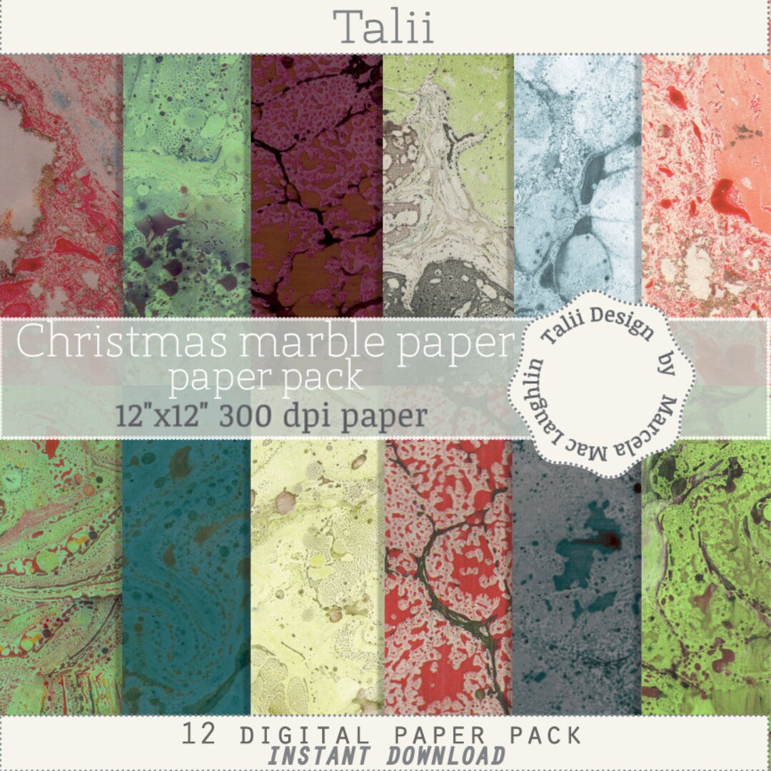 Red Marble DIGITAL PAPER- Handmade Fine Marbled Paper Holiday Colors ...