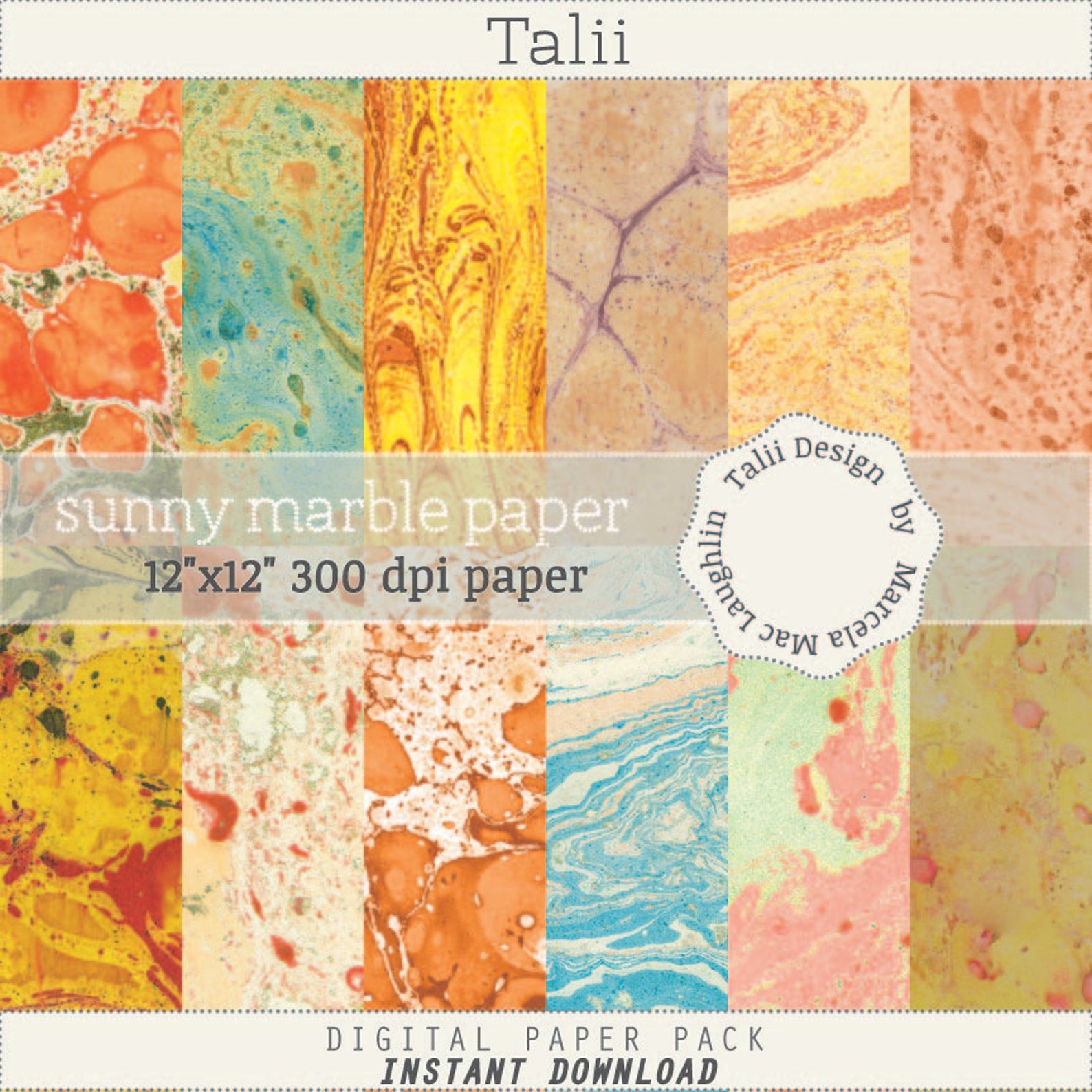 Sunny Marble DIGITAL PAPER Handmade Marble Paper Bright - Etsy