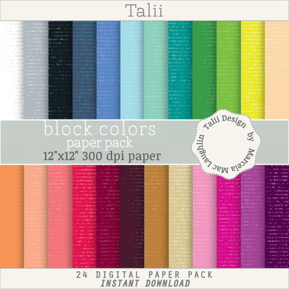 Rainbow Digital Paper BLOCK COLORS 24 Plain Bright Papers | Etsy
