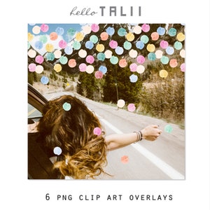 Pastel RAINBOW DOTS Clipart Overlays- Rainbow BUBBLES Confetti ...