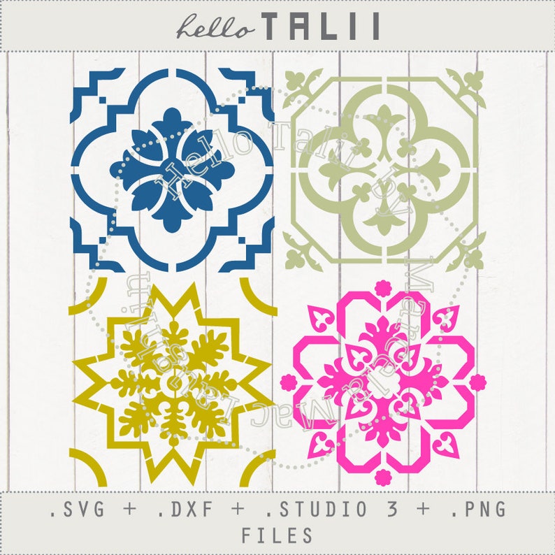 4 TILES Digital Stencils Bundle SVG Cut Files 4 Mosaics DIY - Etsy