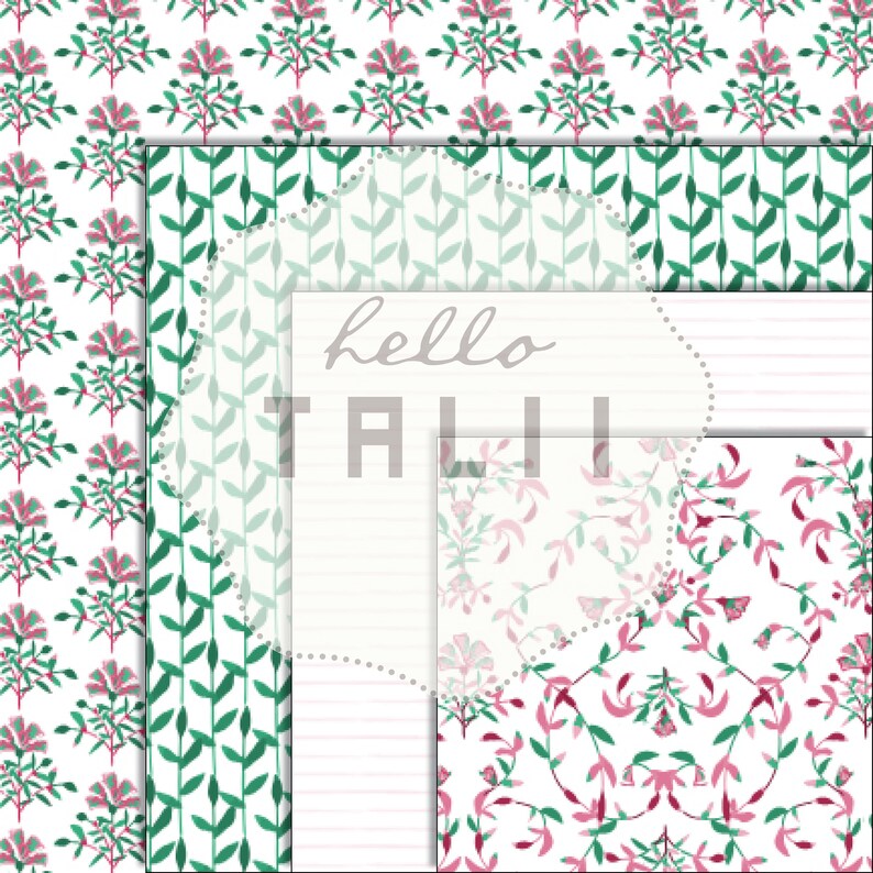 WATERCOLOR FLOWERS Digital Paper Floral Damask Backgrounds - Etsy