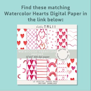 WATERCOLOR HEARTS Clipart- Red and Pink Handpainted Hearts and Doodles ...
