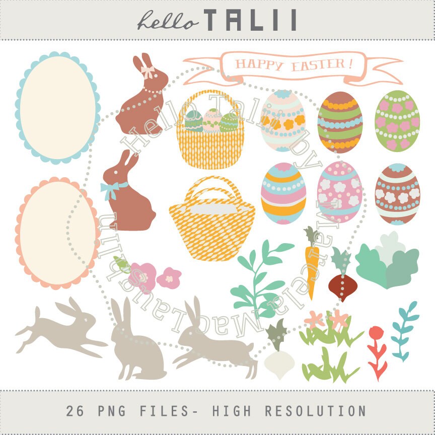 Happy Easter Clipart Digital Easter Clip Art Graphics EASTER | Etsy