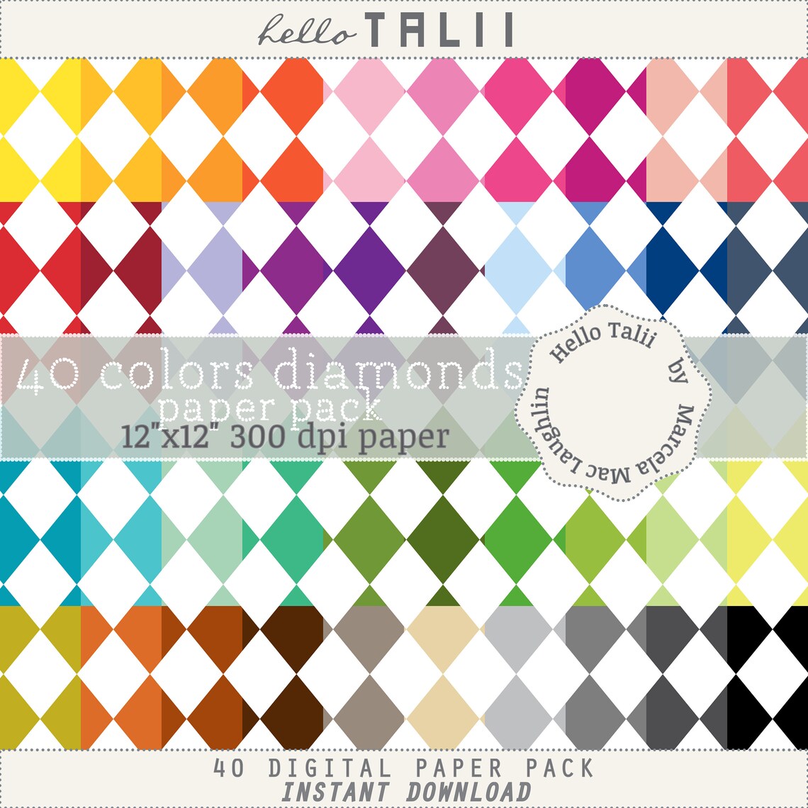 DIAMONDS Digital Paper Rainbow Colors Diamonds Backgrounds - Etsy