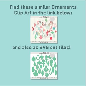 Glitter Ornaments CHRISTMAS Clip Art Vintage Christmas Tree Decorations ...