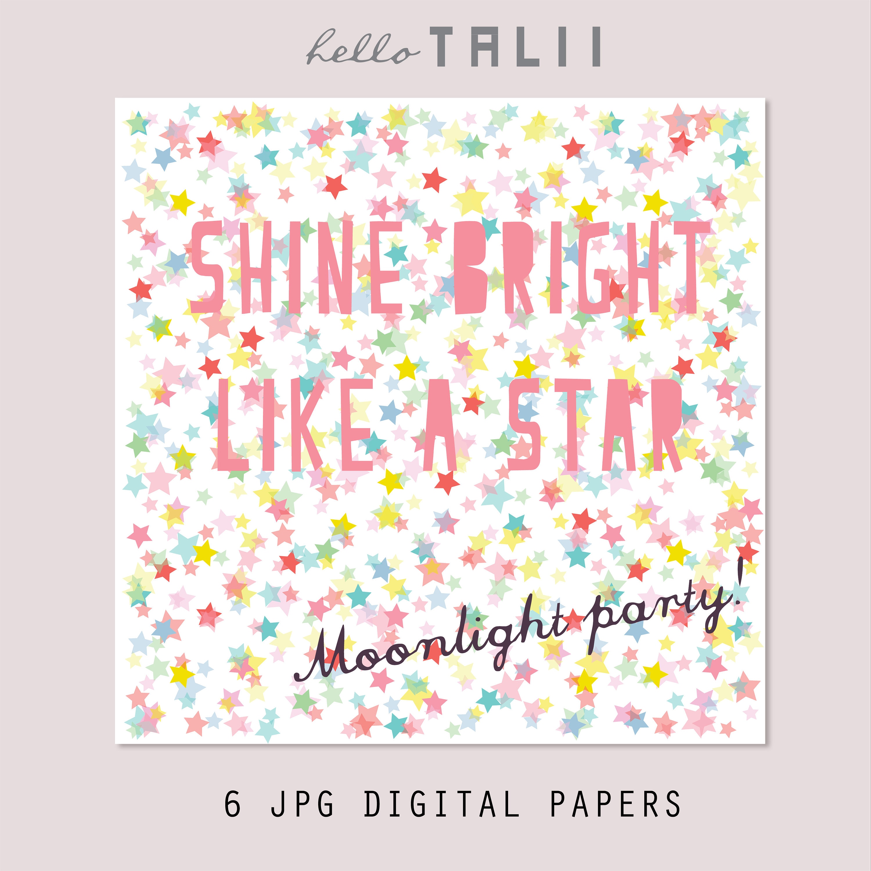Multicolor STARS Clipart Overlays Pastel Stars Confetti Party | Etsy