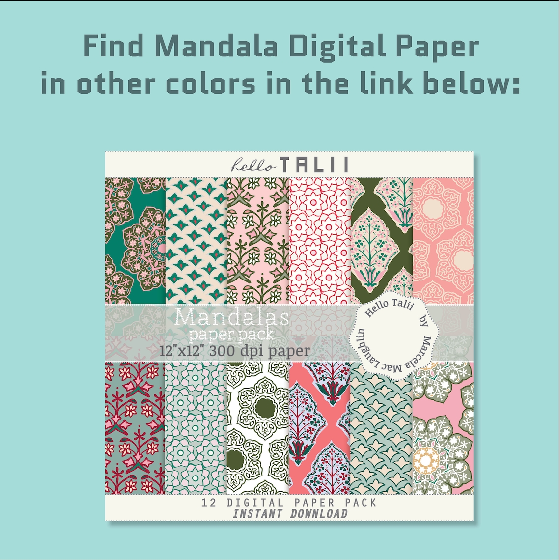 MANDALA DIGITAL PAPER Mandala Patterns Indian Bohemian - Etsy