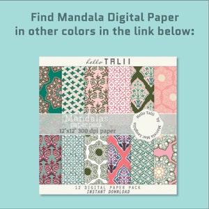 MANDALA DIGITAL PAPER- Mandala Patterns Indian Bohemian Flowers Paisley ...